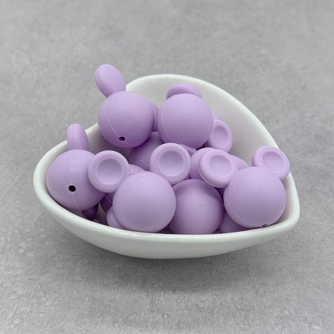 Big Lilac Mouse Head Silicone Beads, Round Silicone Bead, Wholesale ...