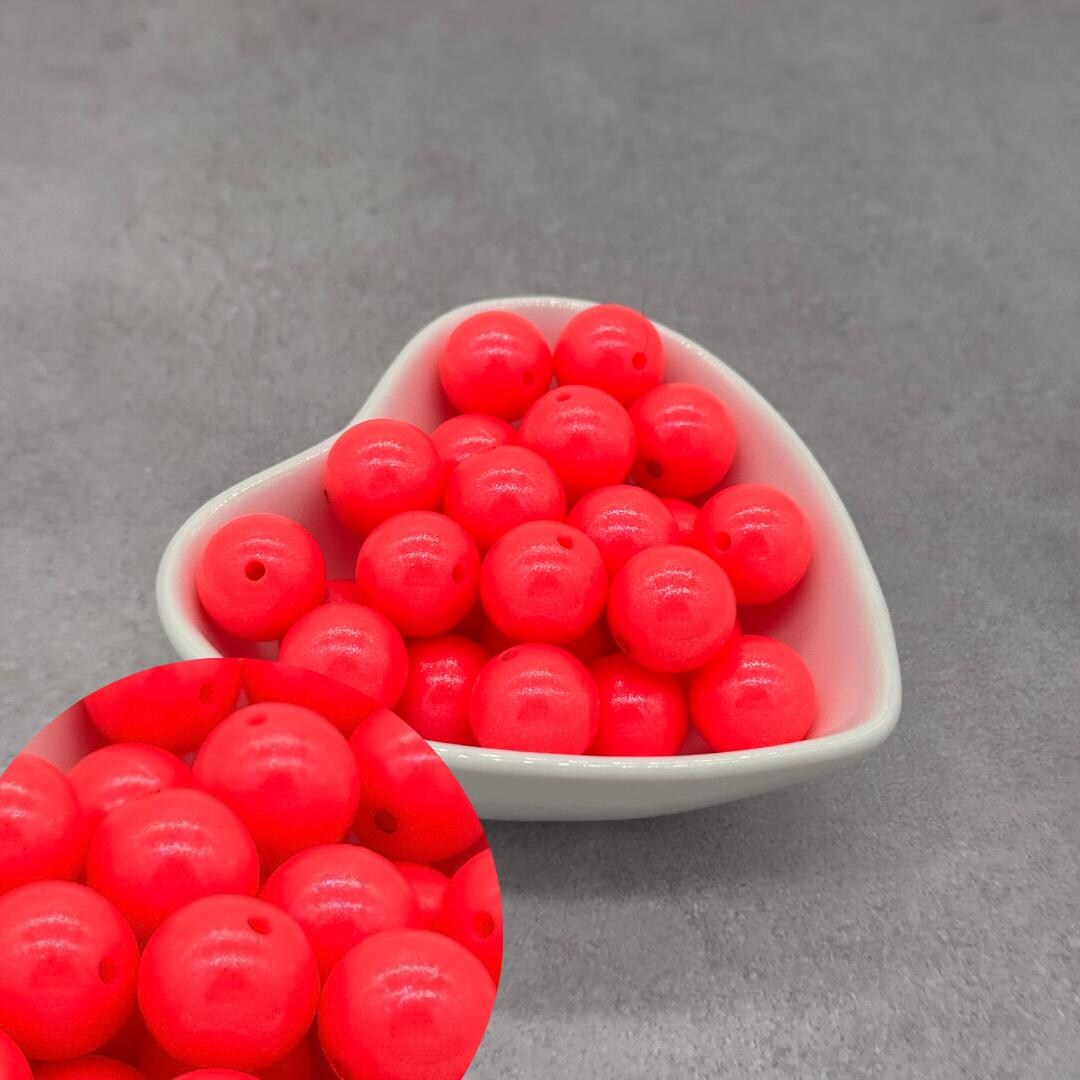 Shocking Pink, Neon Red Chameleon Opal 15mm Silicone Beads, Round ...