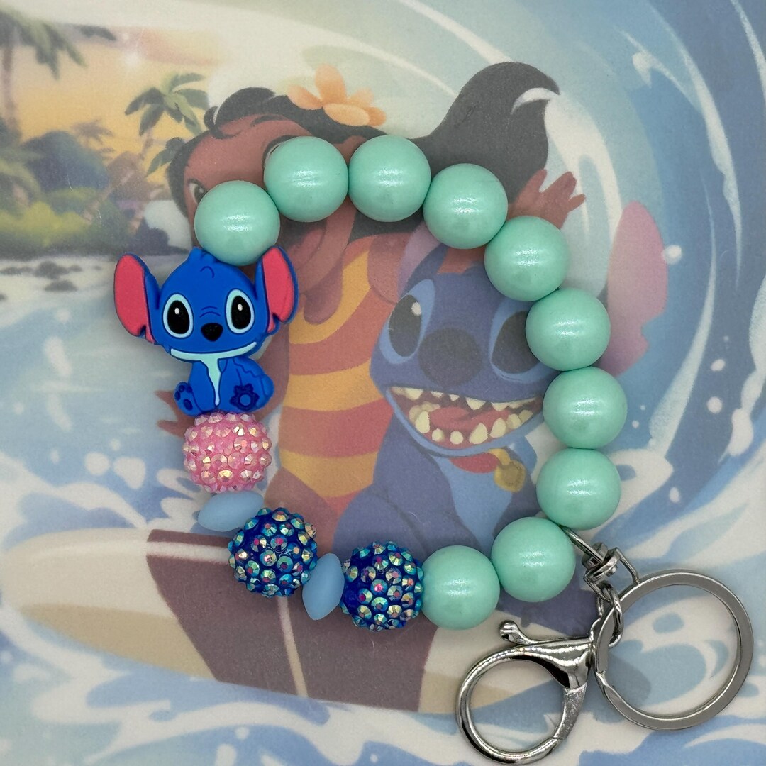 Hawaiian 626 Ohana Alien Rhinestone + Silicone Beaded Wristlet Key Fob ...