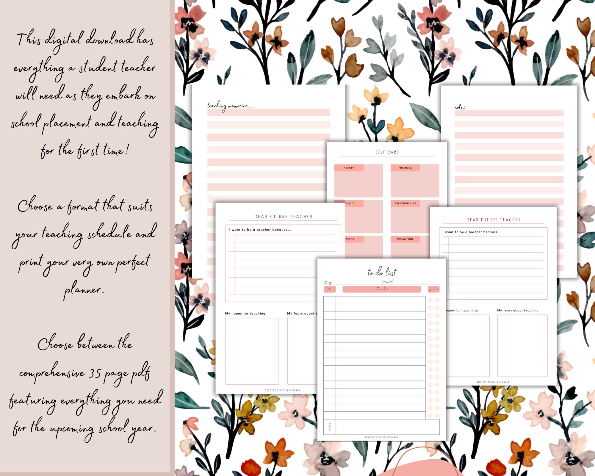 Student Teacher Planner (undated) - Etsy