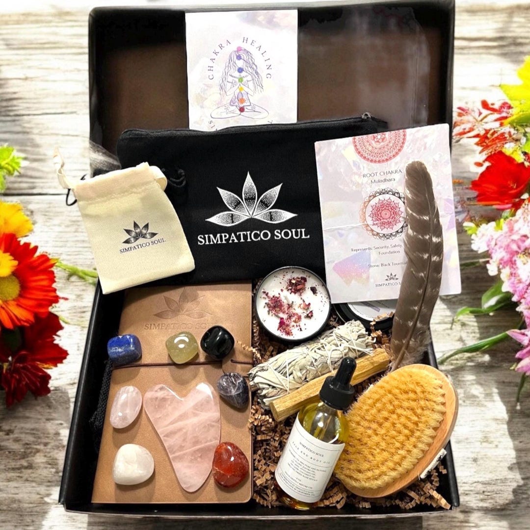Chakra Healing Gift Box, Stress Relief Gift Set, Spa Gift Set, Self ...