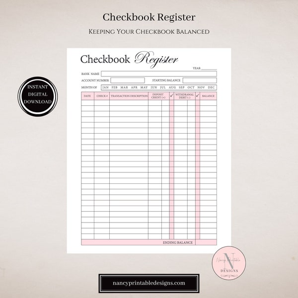 Checkbook Register - Etsy