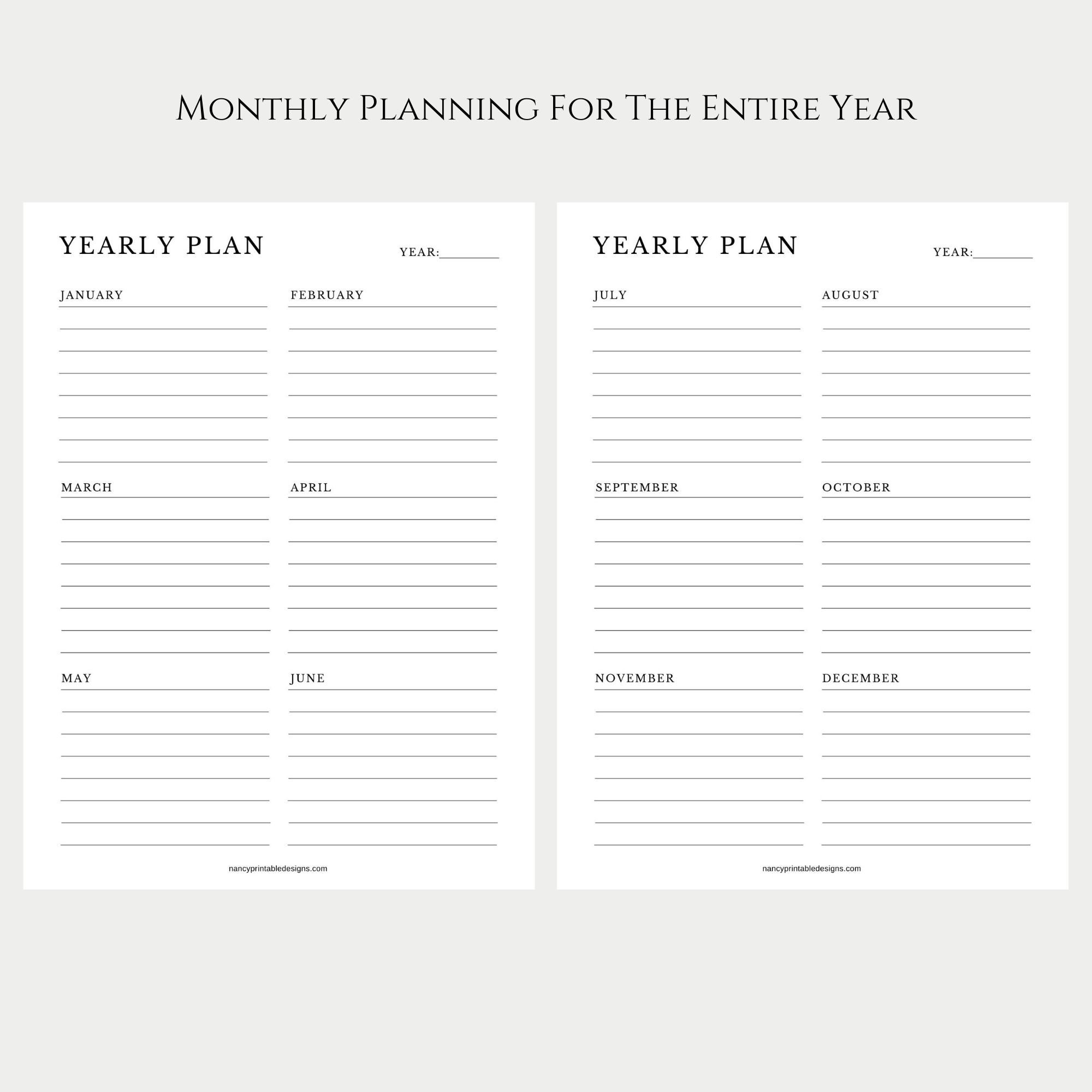 2023 Year Calendar Undated Planner, 12 Month Calendar, Year at a Glance ...