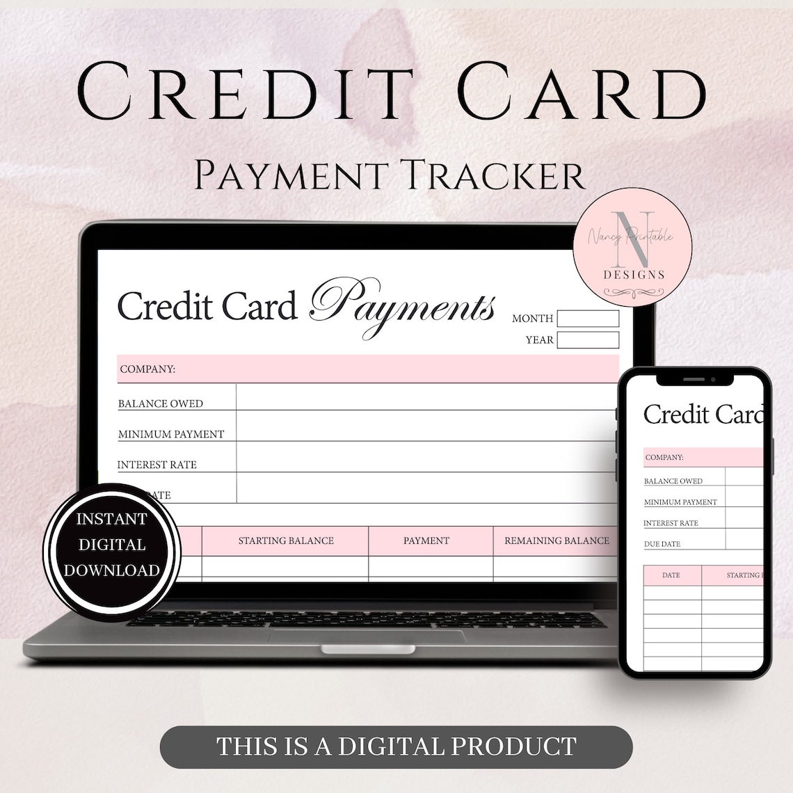 Credit Card Payment Tracker, Printable Payment Payoff Expense Planner ...