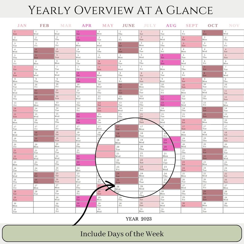 2023 Calendar Printable Yearly Overview Minimalist Calendar - Etsy UK