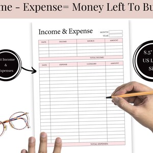 Income Tracker, Expense Tracker, Monthly Income Statement, Spending Log ...