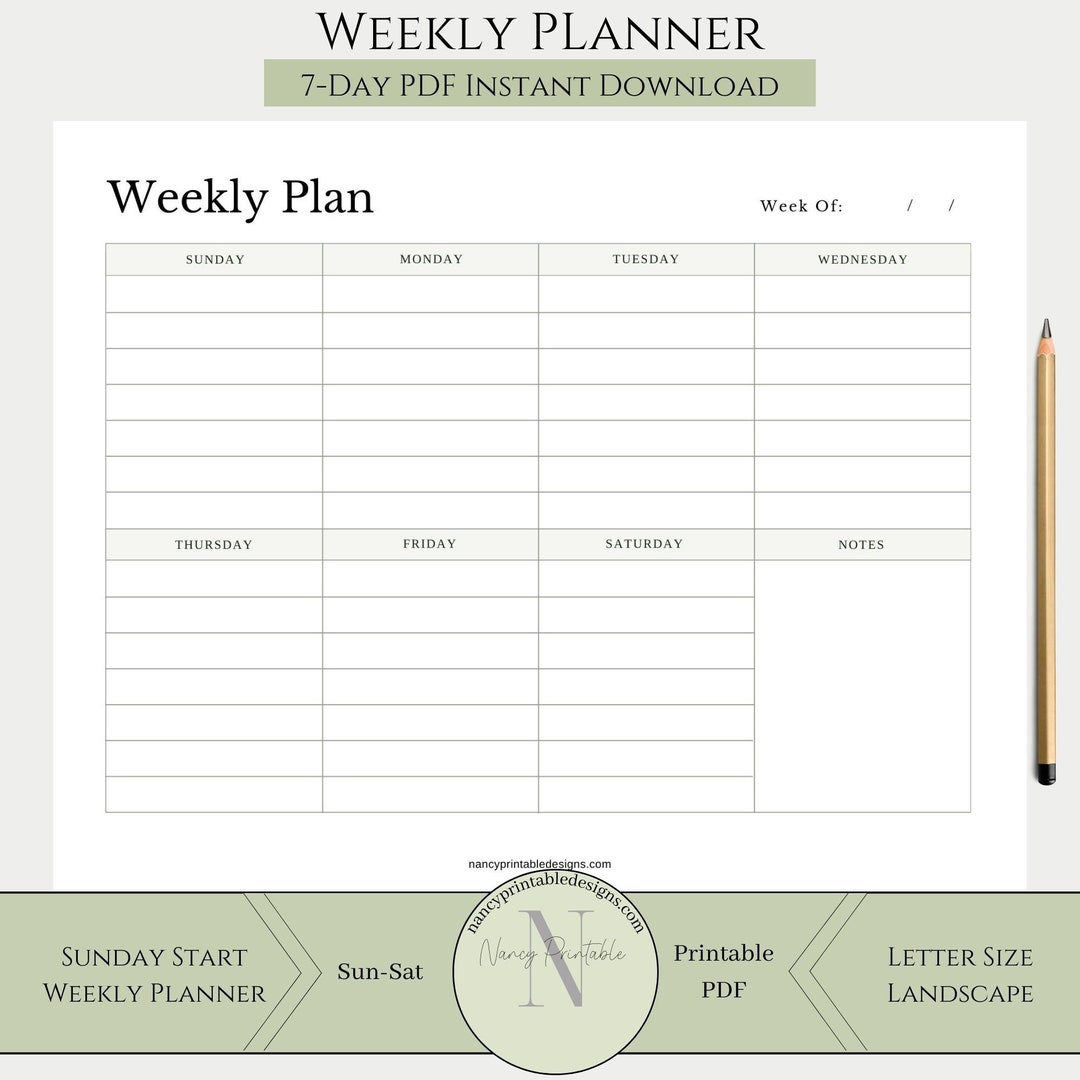 Weekly Daily Planner Printable, Weekly to Do List, Daily Goal Checklist ...
