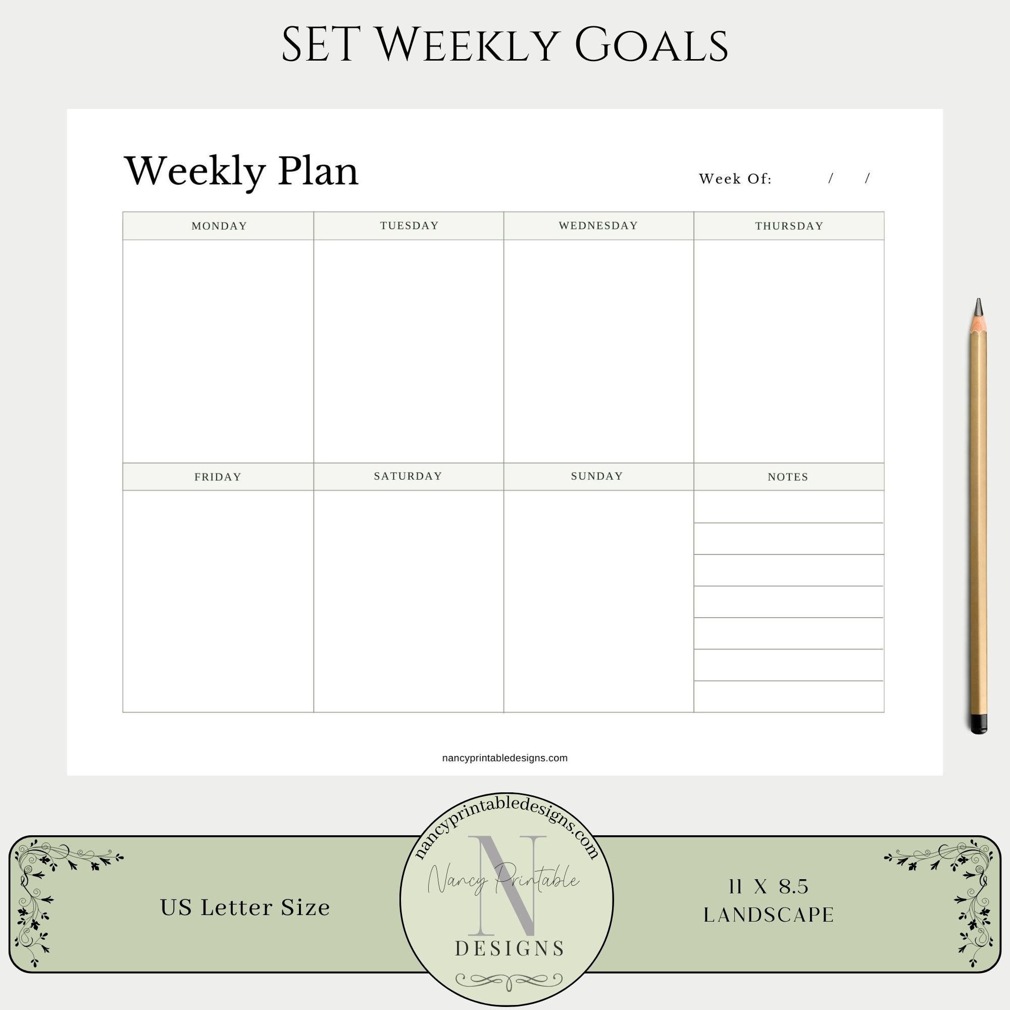Weekly Daily Planner Printable, Weekly to Do List, Daily Goal Checklist ...