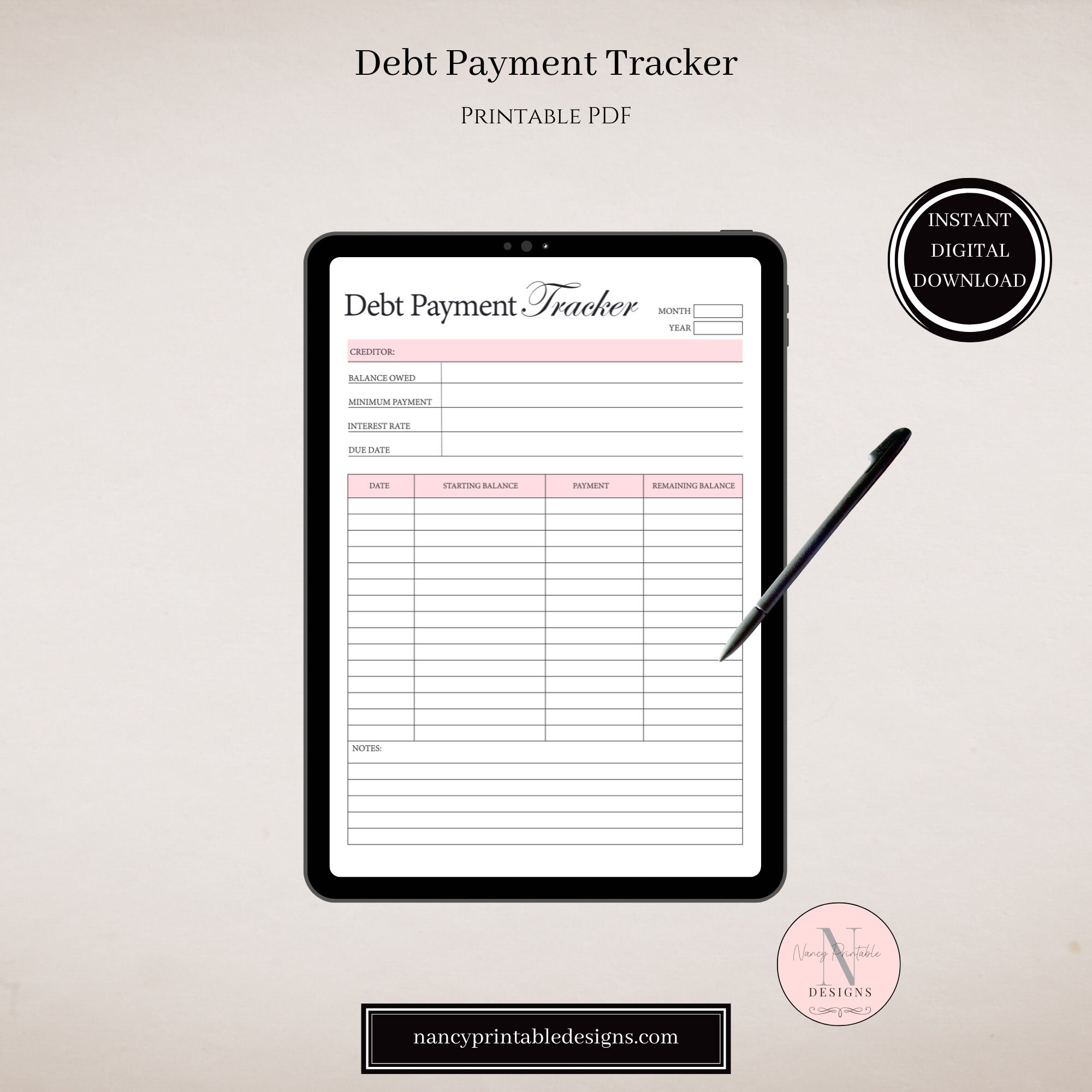 Digital Debt Payment Tracker, Printable Debt Tracker, Debt Payoff ...