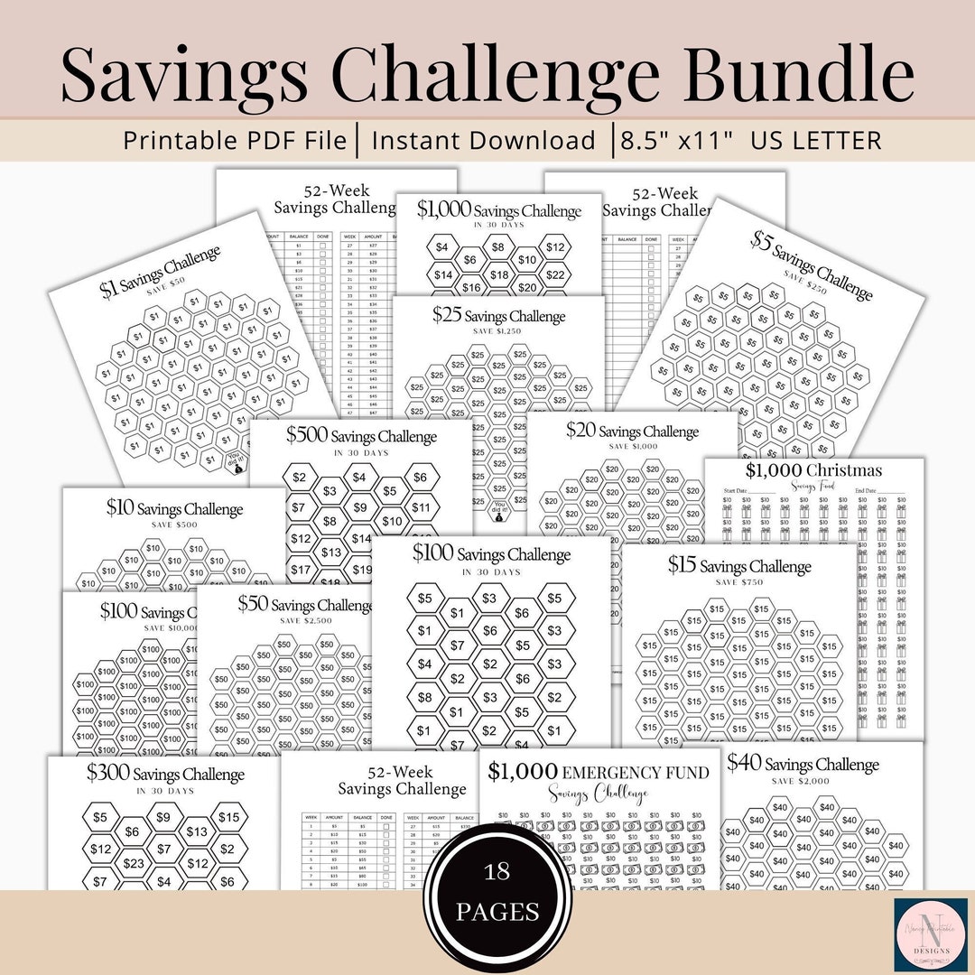 Saving Challenge, Budgeting, Printable Saving Challenge, Budget Tracker ...