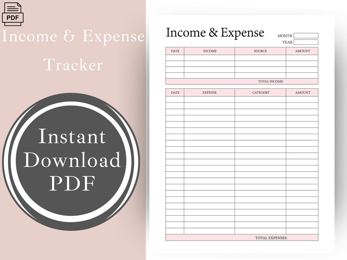 Income Tracker, Expense Tracker, Monthly Income Statement, Spending Log ...