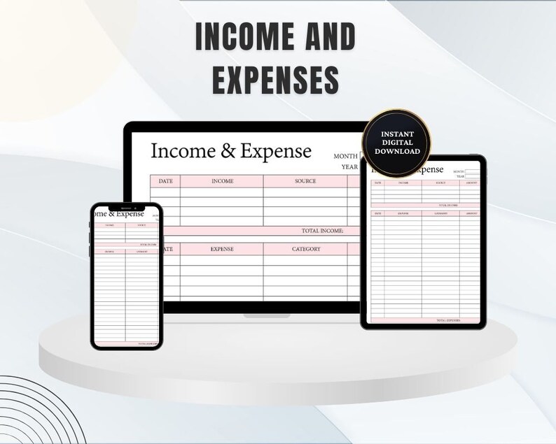 Income Tracker Expense Tracker Monthly Income Statement - Etsy