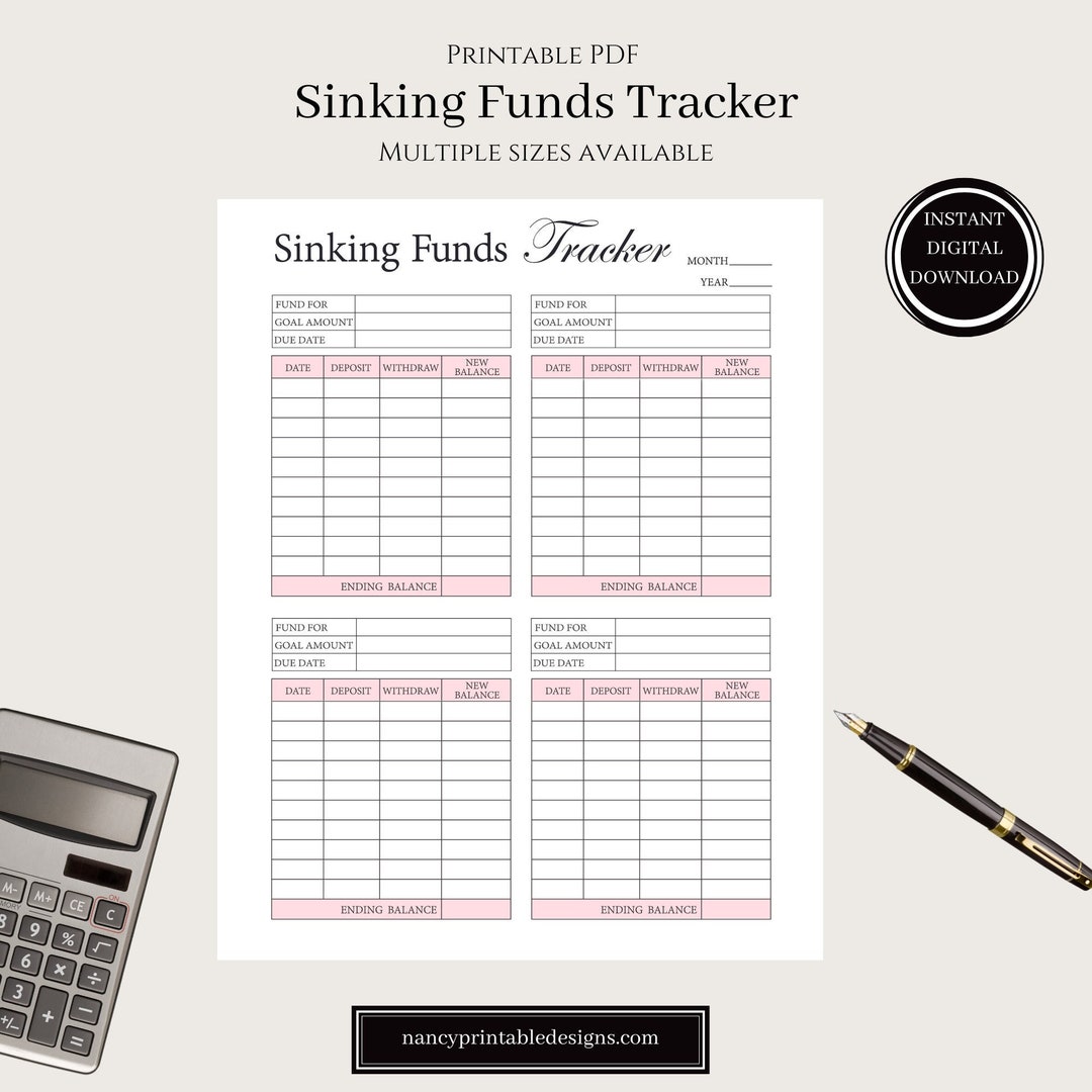 Sinking Funds Tracker, Printable Financial Savings Tracker, Budget ...
