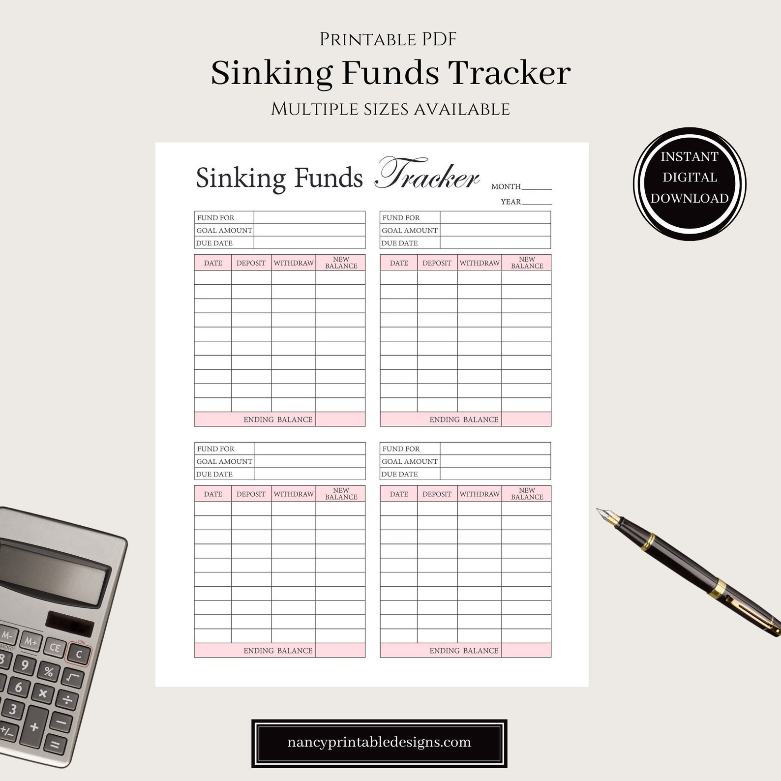 Sinking Funds Tracker, Printable Financial Savings Tracker, Budget ...
