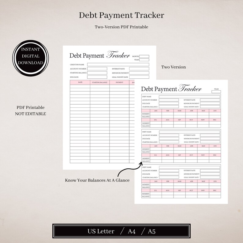 Digital Debt Payment Tracker, Printable Debt Tracker Snowball ...