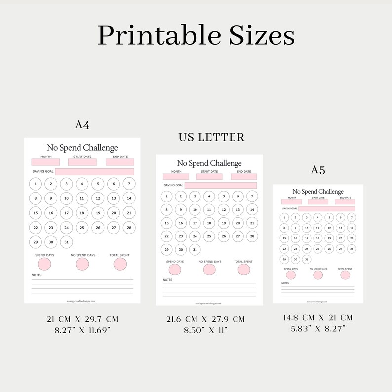 No Spend Challenge, Printable No Spend Tracker, No Spend Month, No ...