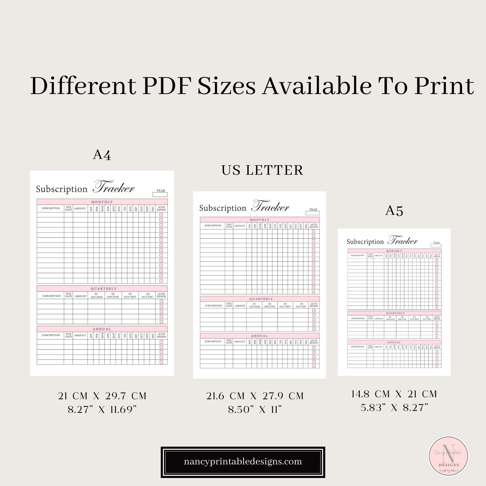 Monthly Subscription Tracker, Printable Budget Tracker, Spending ...