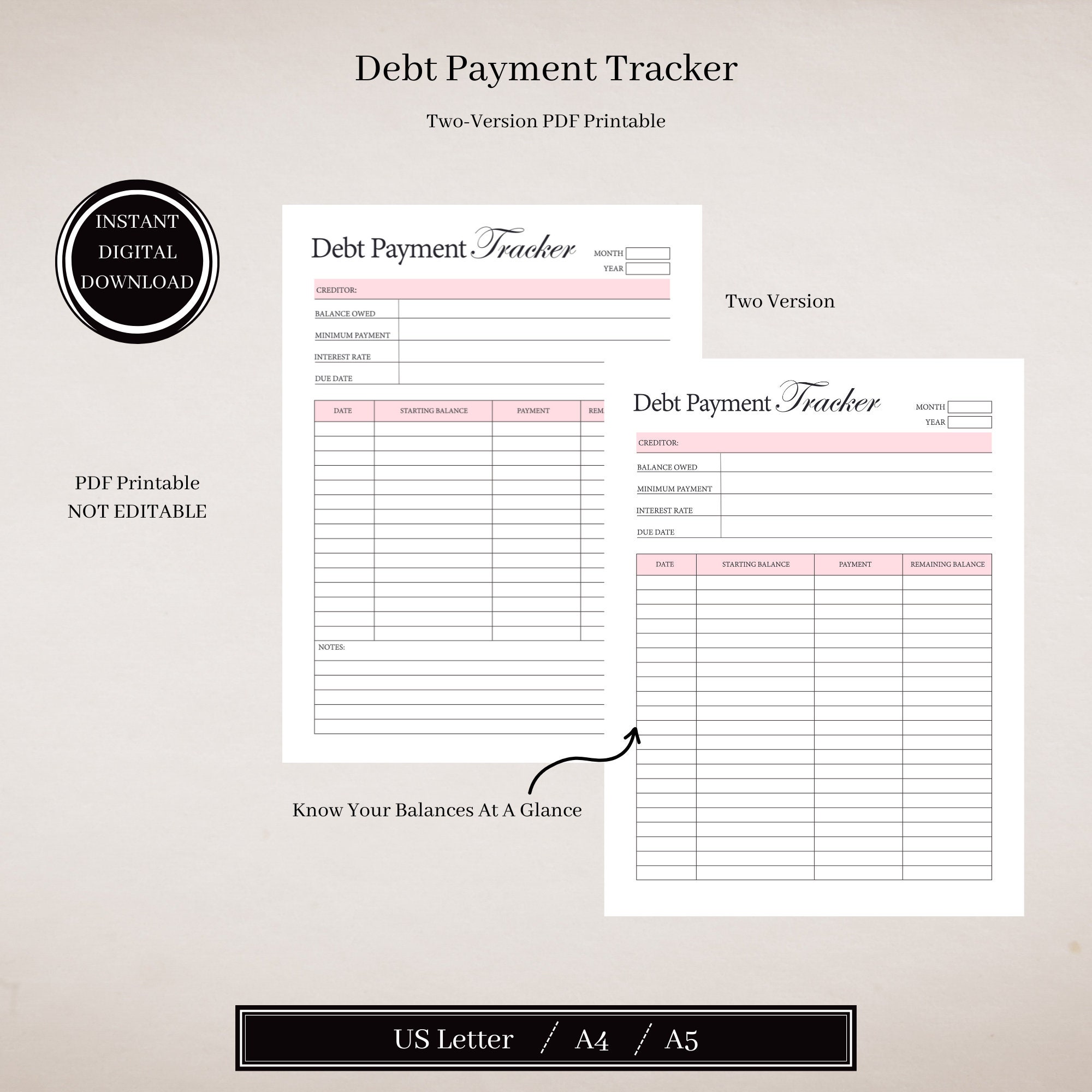 Digital Debt Payment Tracker, Printable Debt Tracker, Debt Payoff ...