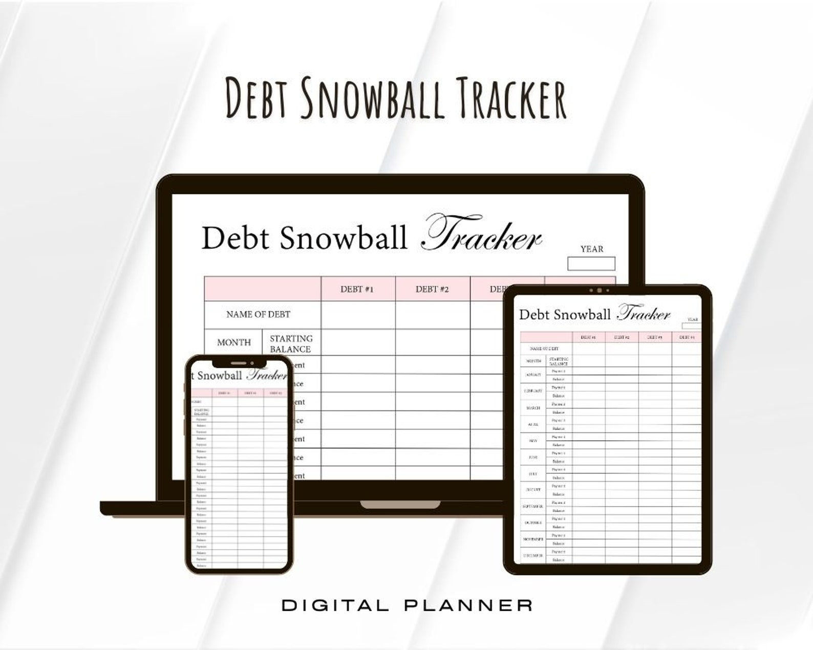 Debt Snowball Tracker Printable, Yearly Budget Finance Tracker, Debt ...