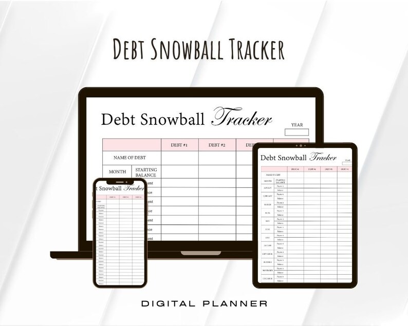 Debt Snowball Tracker Printable, Yearly Budget Finance Tracker, Debt ...