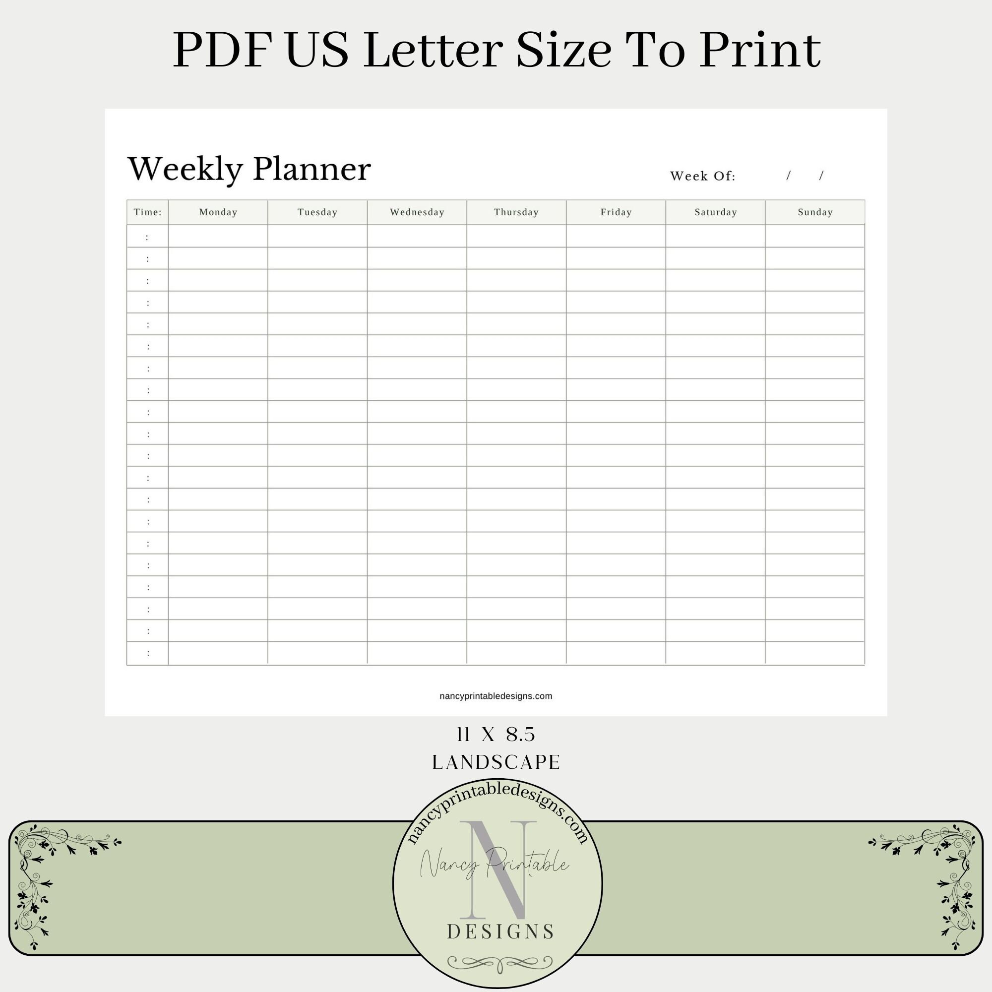 Printable Weekly Planner Pdf, Weekly Schedule, Hourly Planner, Weekly ...