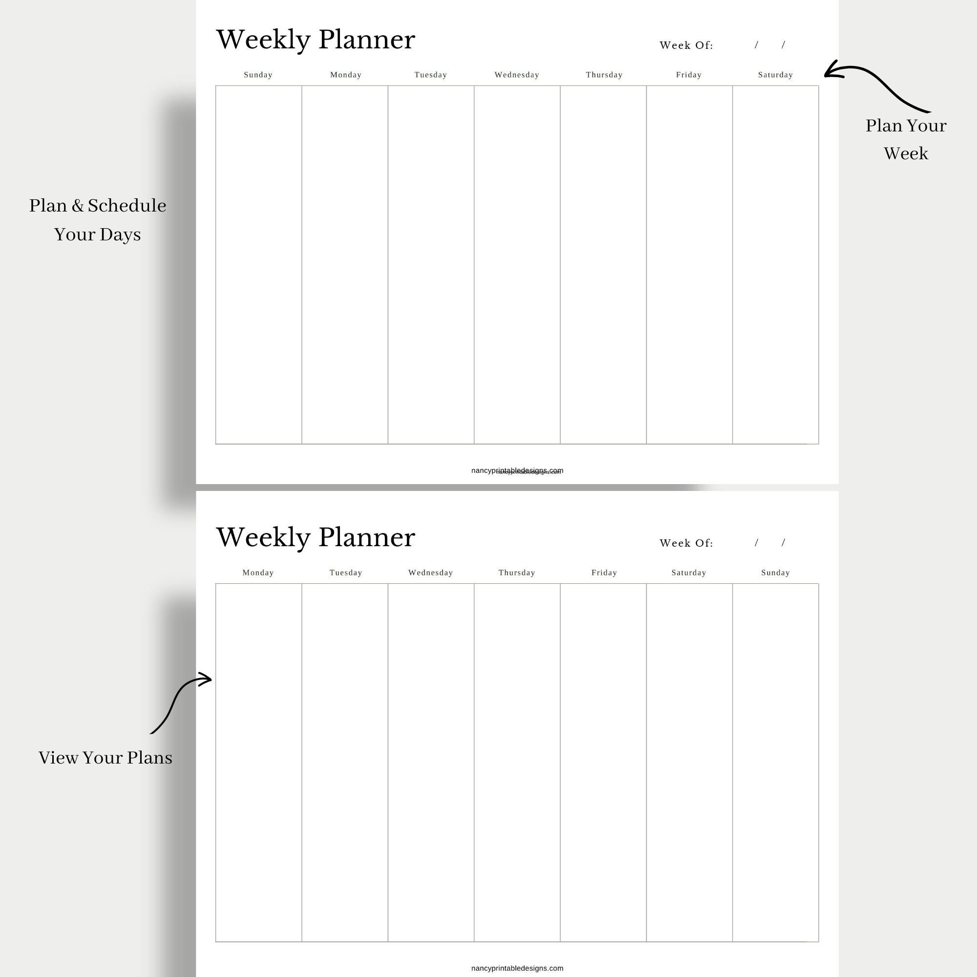 Weekly Planner, Digital Weekly Schedule, Week at a Glance Planner ...