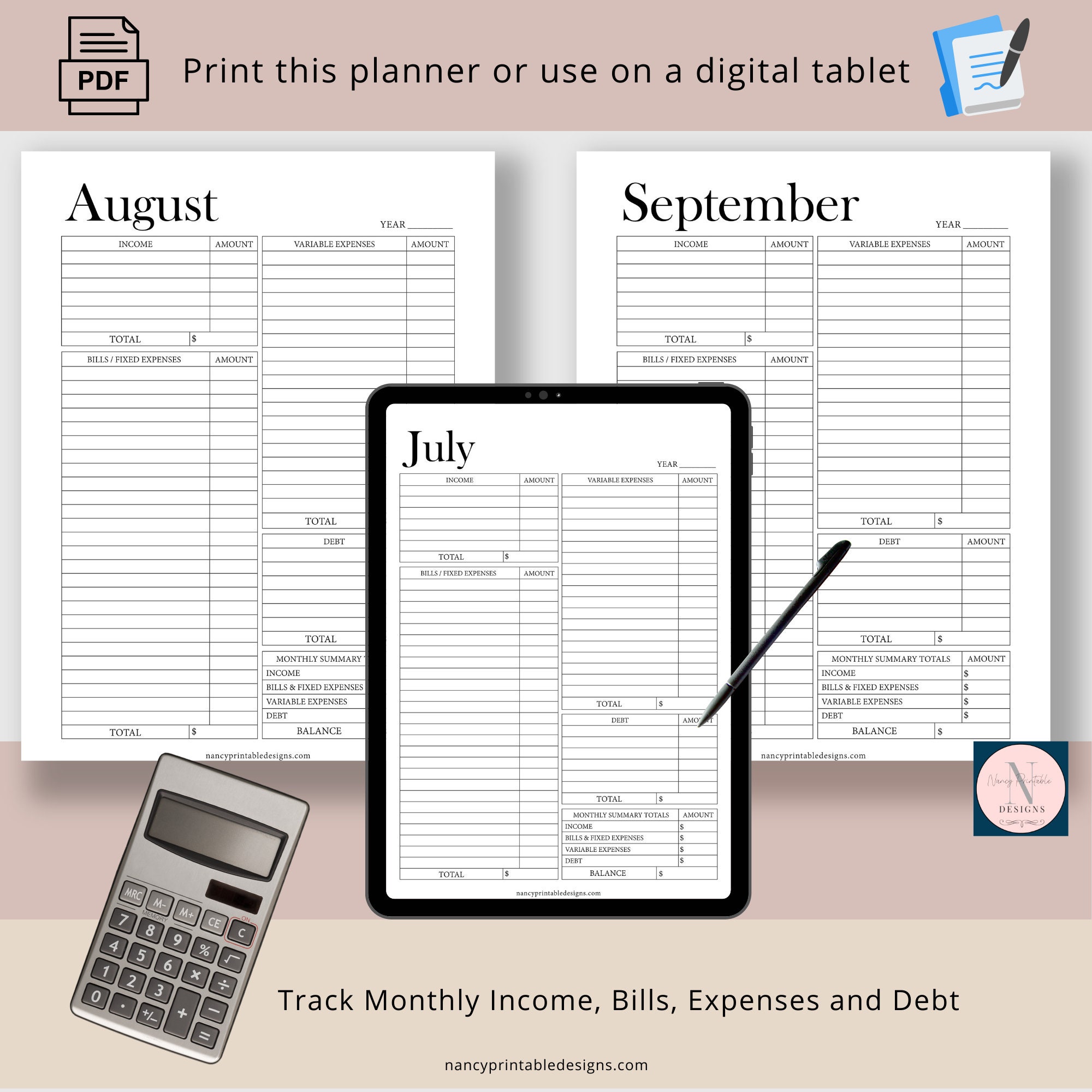 Monthly Budget Planner, Expense Tracker, Budget Printable, Paycheck ...