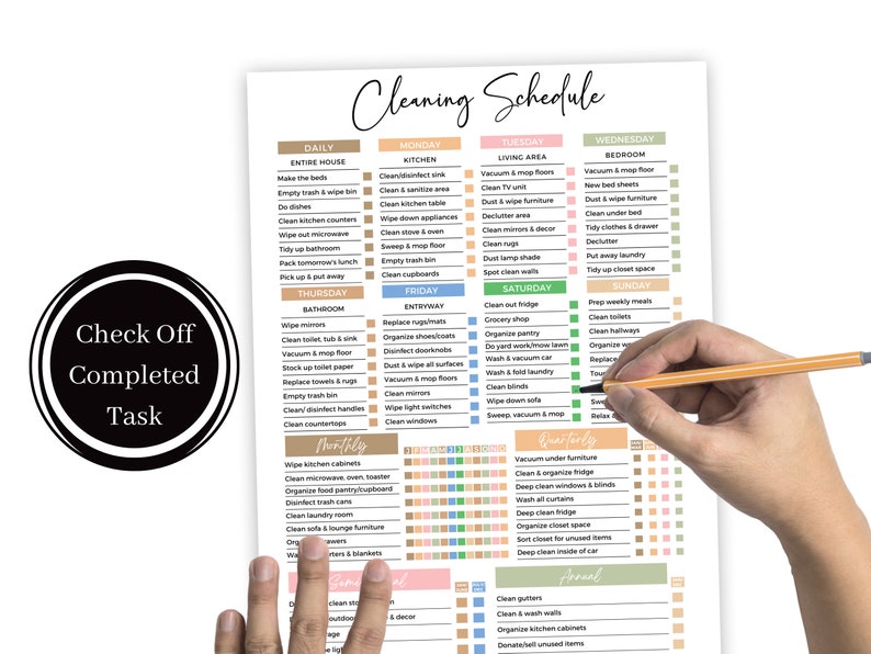 Editable Cleaning Checklist, Printable Cleaning List, Cleaning Schedule ...