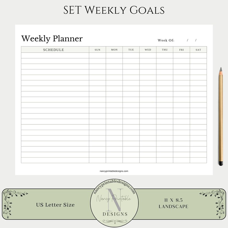Weekly Planner Digital Weekly Schedule Week at a Glance - Etsy