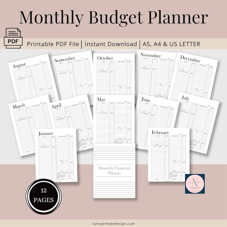 Monthly Budget Planner Expense Tracker Budget Printable - Etsy