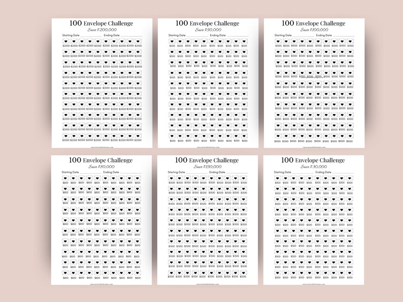 100 Envelope Savings Challenge With Shade, Savings Tracker, PDF Savings ...