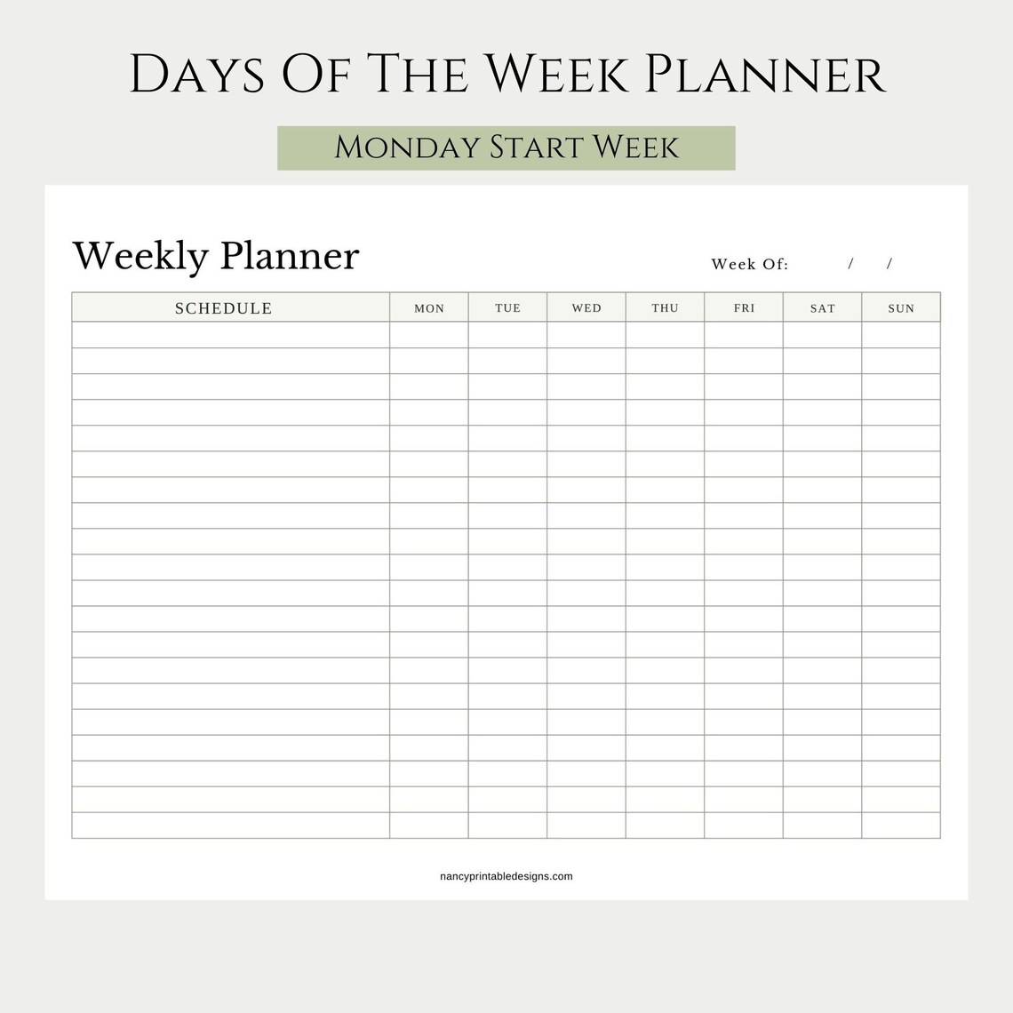 Weekly Planner, Digital Weekly Schedule, Week at a Glance Planner ...
