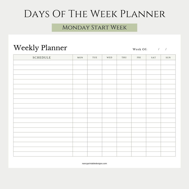 Weekly Planner, Digital Weekly Schedule, Week at a Glance Planner ...