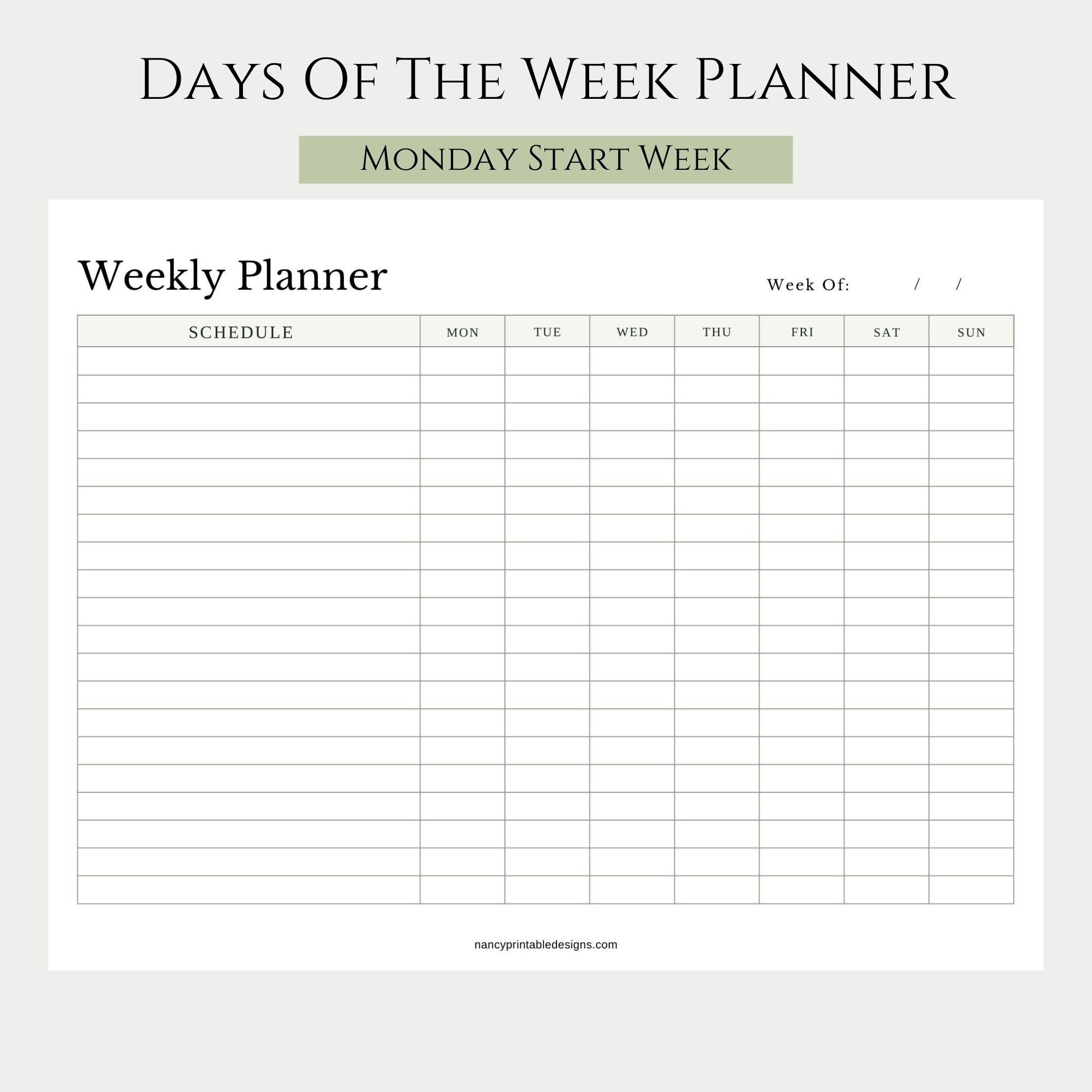 Weekly Planner, Digital Weekly Schedule, Week at a Glance Planner ...