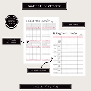 Sinking Funds Tracker, Printable Financial Savings Tracker, Budget ...