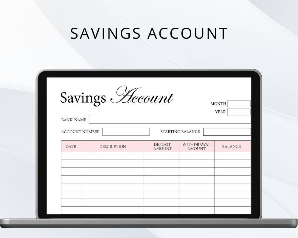 Savings Account Tracker Printable Savings Planner Savings - Etsy