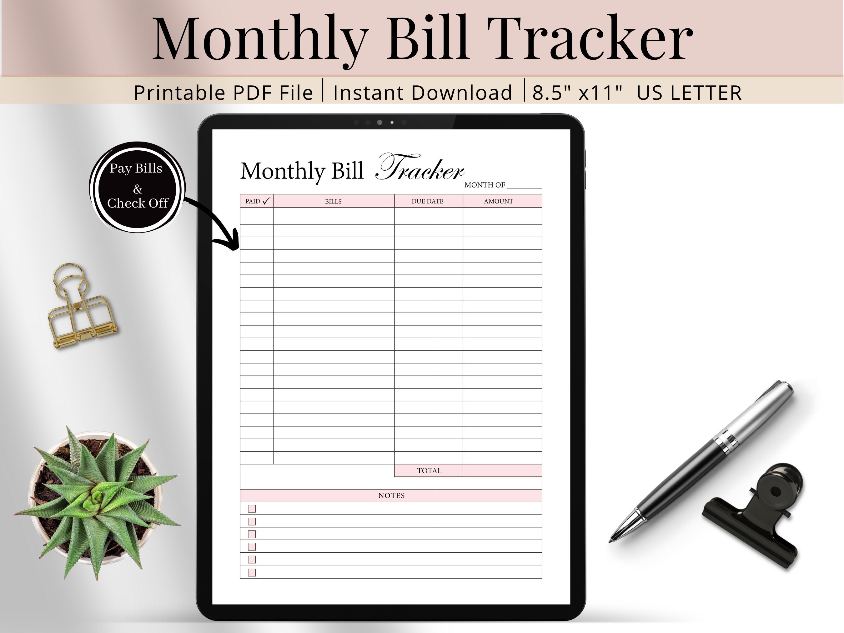 Monthly Bill Tracker, Printable Bill Planner, Bill Organizer Finance ...