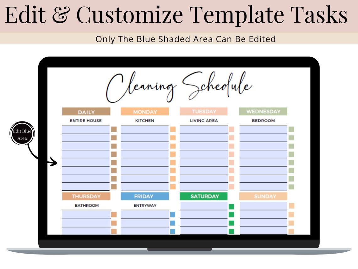 Editable Cleaning Checklist, Printable Cleaning List, Cleaning Schedule ...