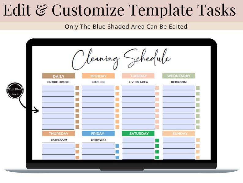 Editable Cleaning Checklist, Printable Cleaning List, Cleaning Schedule ...