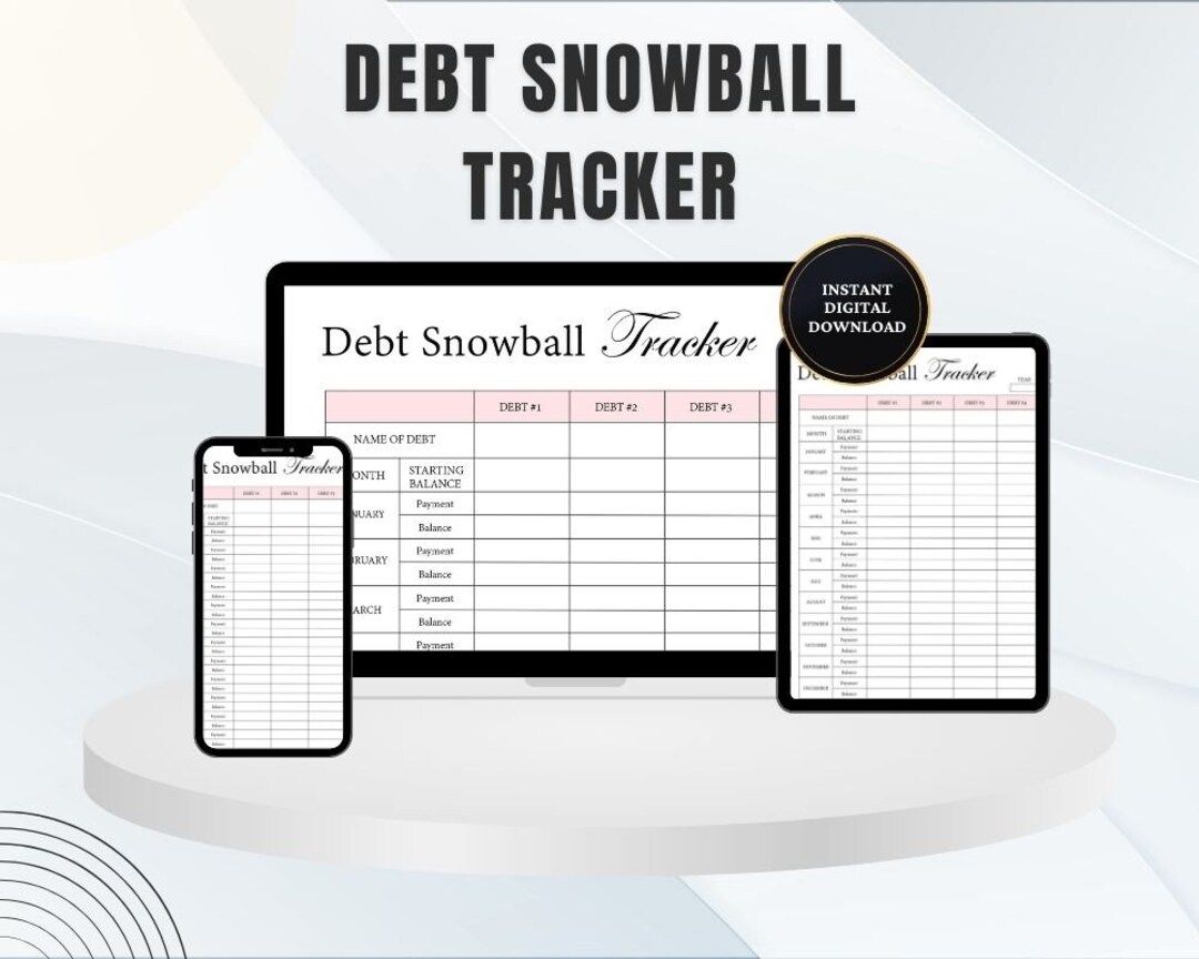 Debt Snowball Tracker Printable, Yearly Budget Finance Tracker, Debt ...