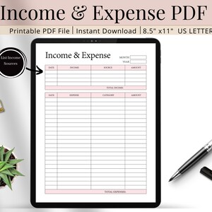 Income Tracker, Expense Tracker, Monthly Income Statement, Spending Log ...