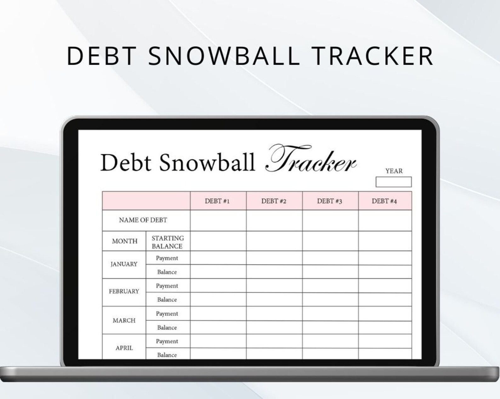 Debt Snowball Tracker Printable, Yearly Budget Finance Tracker, Debt ...