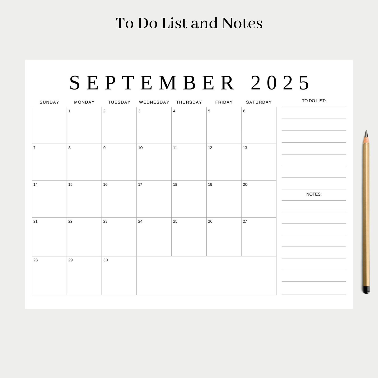 2025 Calendar With to Do List and Notes, Monthly Letter Size PDF ...