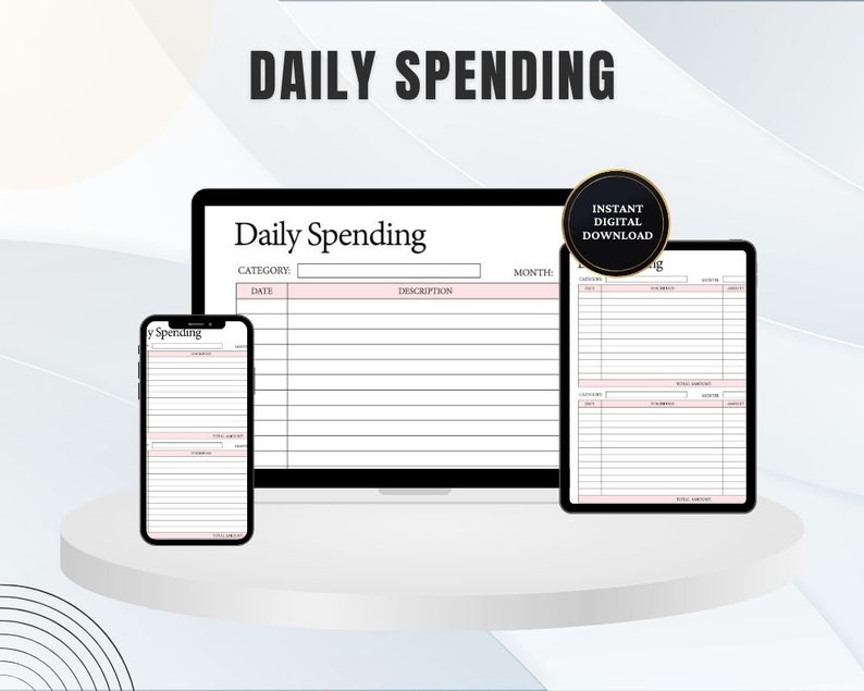 Daily Spending Tracker Printable Expense Tracker Money - Etsy