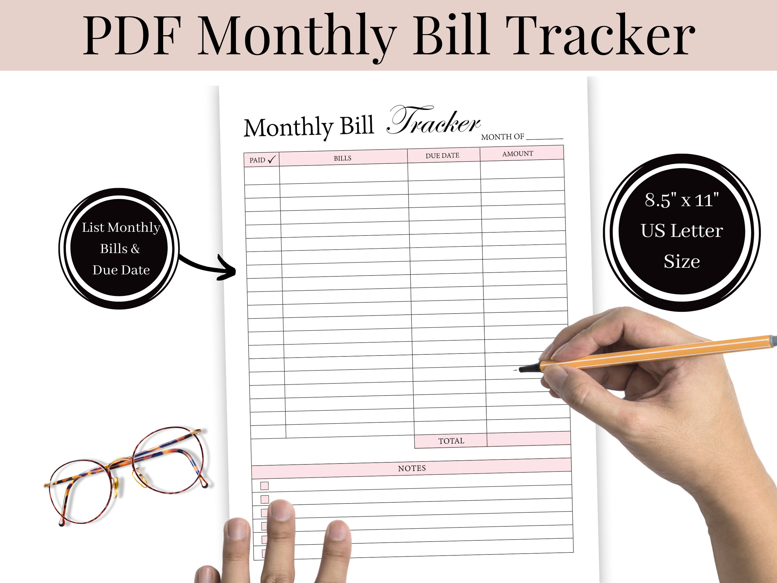 Monthly Bill Tracker, Printable Bill Planner, Bill Organizer Finance ...