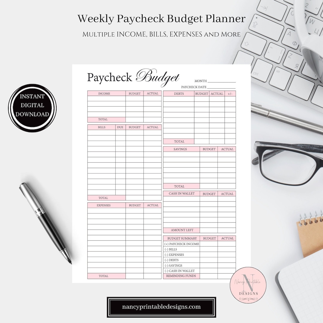 Weekly Paycheck Budget Planner, Digital Budget by Paycheck, Financial ...