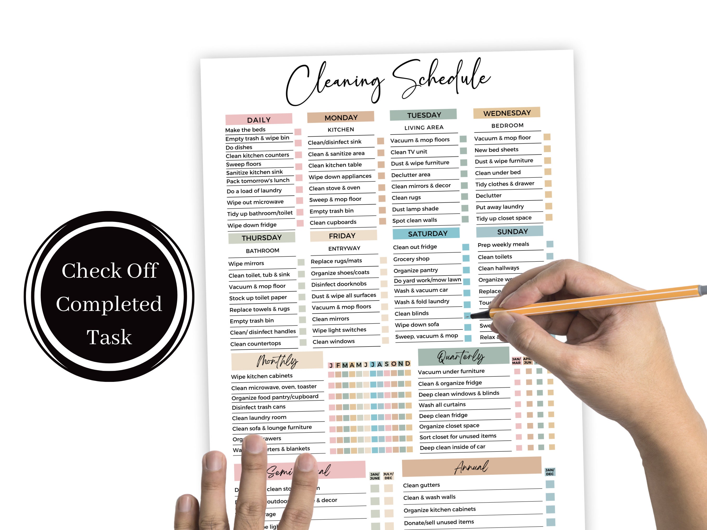 Editable Cleaning Checklist, Printable Cleaning List, Cleaning Schedule ...