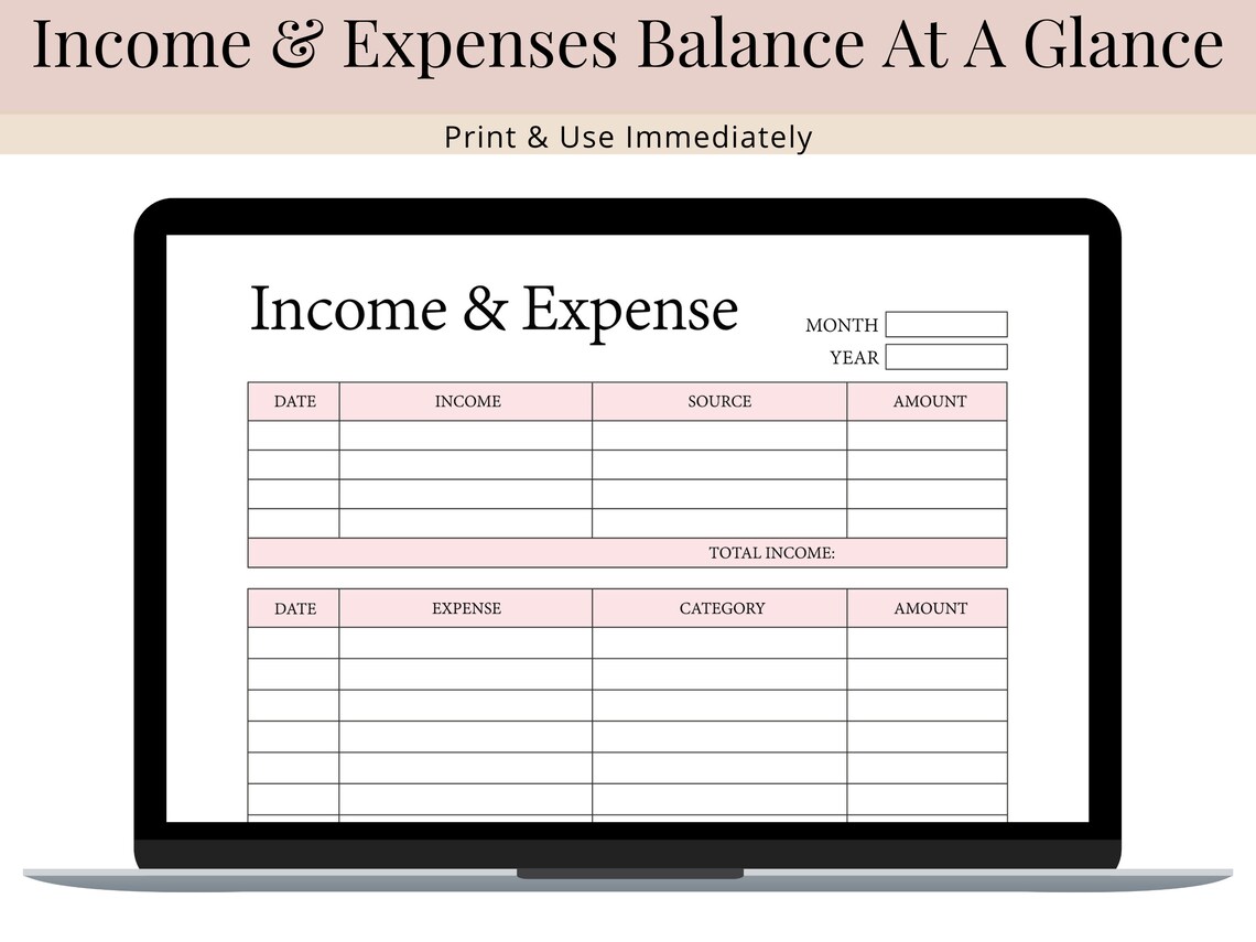 Income Tracker, Expense Tracker, Monthly Income Statement, Spending Log ...