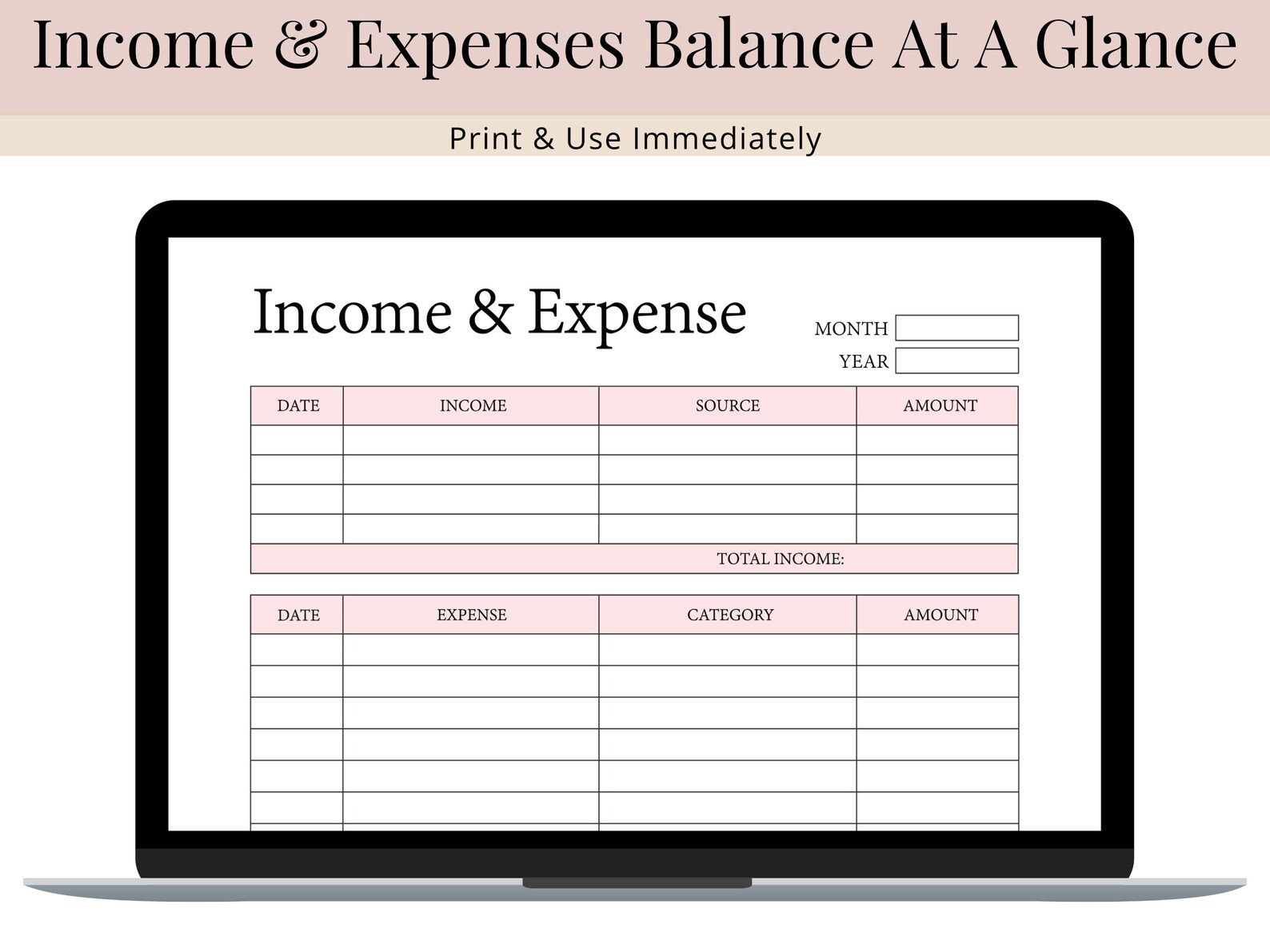 Income Tracker, Expense Tracker, Monthly Income Statement, Spending Log ...