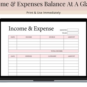 Income Tracker, Expense Tracker, Monthly Income Statement, Spending Log ...
